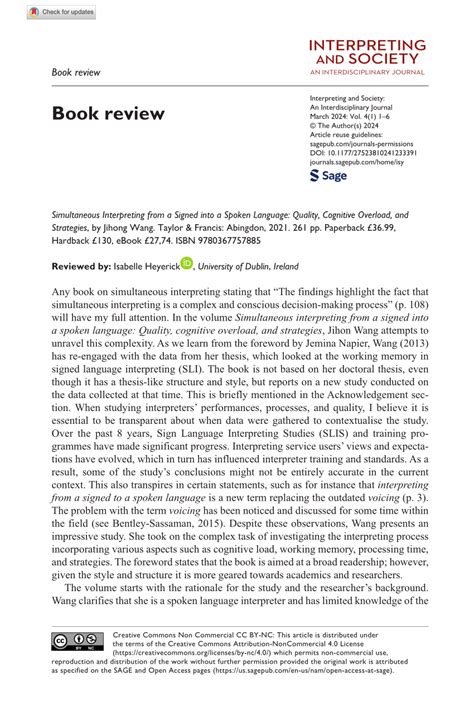 Pdf Book Review Simultaneous Interpreting From A Signed Into A