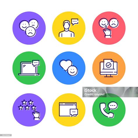 피드백 및 평가 관련 라인 아이콘 집합입니다 개요 심볼 컬렉션 0명에 대한 스톡 벡터 아트 및 기타 이미지 0명 Brand Name Online Messaging