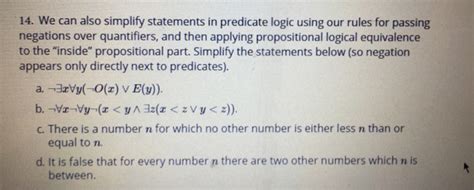 Solved We Can Also Simplify Statements In Predicate Logic