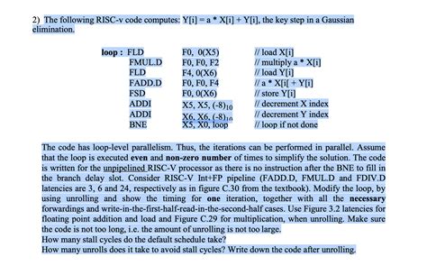a 2 the following risc v code computes y[i] a