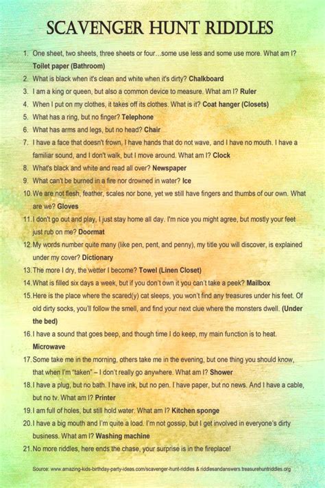 Scavenger Hunt Riddles Artofit