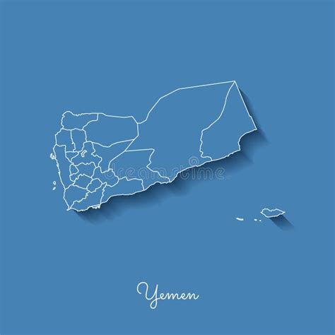Yemen Region Map Blue With White Outline And Stock Vector