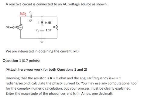 Solved A Reactive Circuit Is Connected To An Ac Voltage