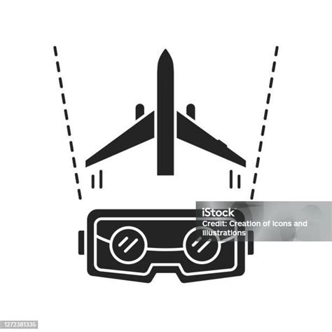 Vr 항공 블랙 글리프 아이콘 파일럿 교육 및 시뮬레이션 스마트 산업 웹 페이지 모바일 앱 프로모션용 픽토그램 Ui Ux Gui