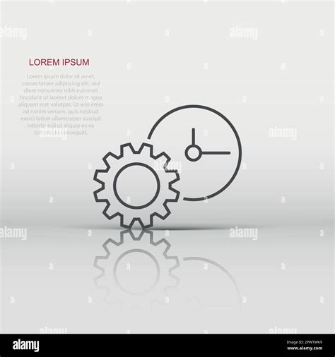 Vector Clock Icon In Flat Style Project Management Sign Illustration Pictogram Timer With Gear