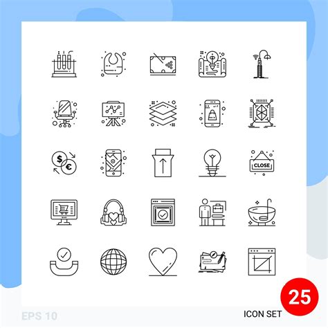 Mobile Interface Line Set Of 25 Pictograms Of Lights Form Pool File Creative Editable Vector