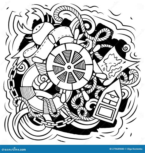 Nautical Cartoon Vector Illustration Stock Vector Illustration Of