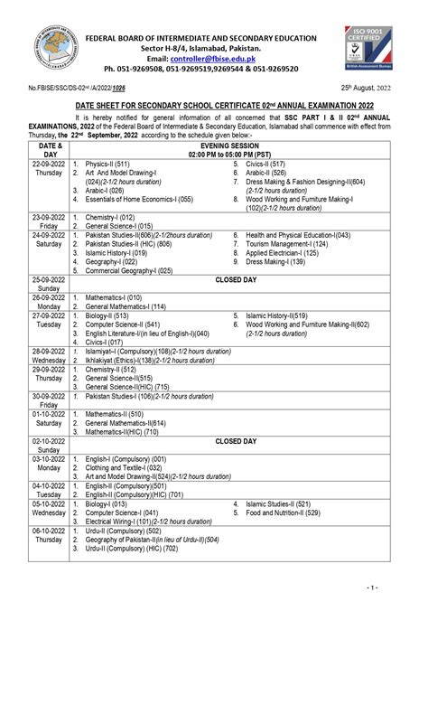 Class 9th Paper Date Sheet 2022 At George Guerra Blog