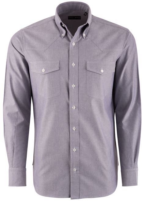 Pinto Ranch Yy Collection Purple Oxford Button Front Western Shirt