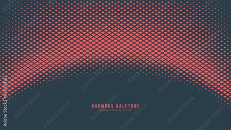 Rhombus Halftone Checkered Pattern Vector Curved Semi Circle Line Border Red Blue Abstract