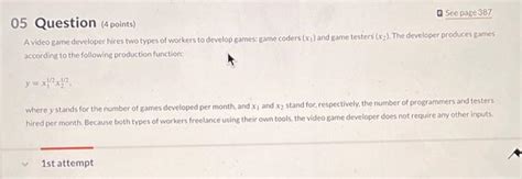 Question Points A Video Game Developer Hires Chegg