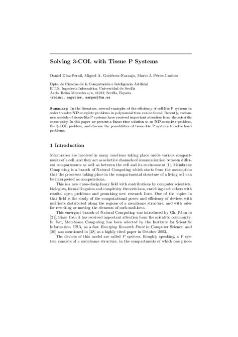 pdf solving 3col with tissue p systems