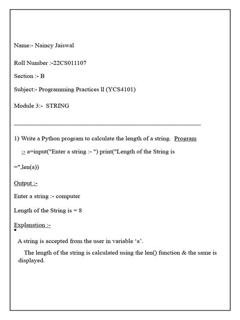 Naincy Mod 3 Python Pdf String Computer Science Control Flow