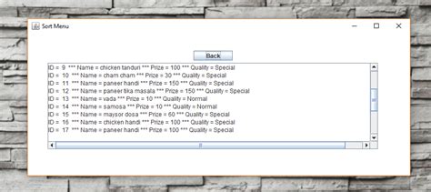 java project of restaurant dish menu system with file handling java io