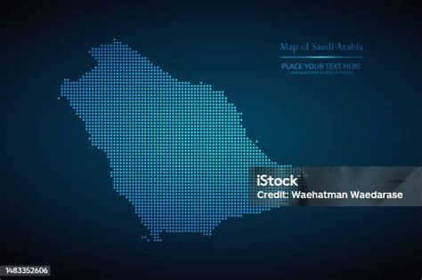 진한 파란색 배경에 있는 사우디아라비아의 벡터 점선 스타일 지도 사우디 아라비아에 대한 스톡 벡터 아트 및 기타 이미지 사우디 아라비아 지도 공휴일 Istock