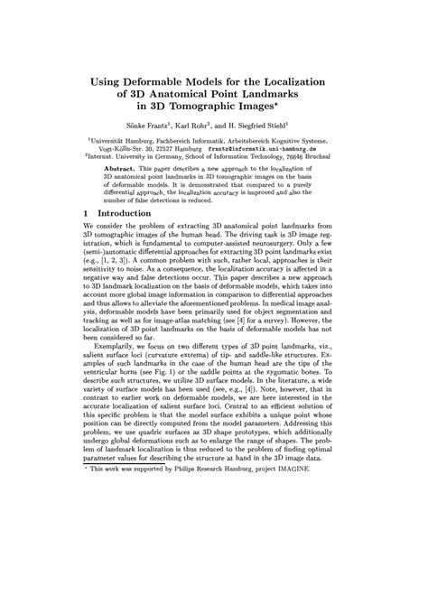 Pdf Localization Of 3d Anatomical Point Landmarks In 3d Tomographic