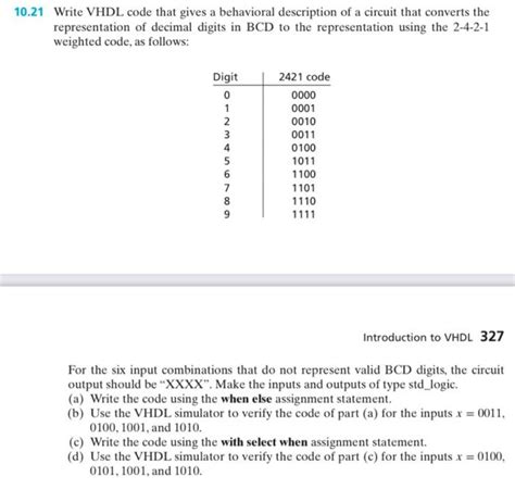 solved 10 21 write vhdl code that gives a behavioral