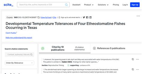 Developmental Temperature Tolerances Of Four Etheostomatine Fishes