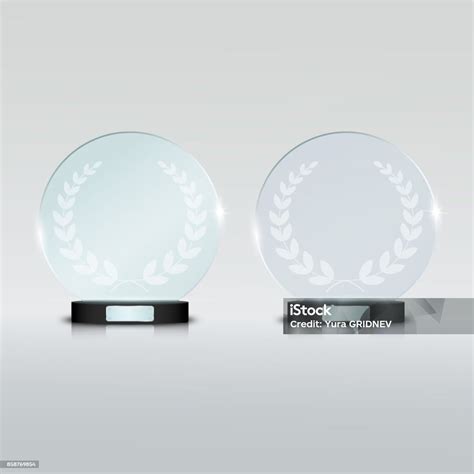 원형 유리 트로피 수상입니다 벡터 일러스트 레이 션 회색 배경에 고립 Championship에 대한 스톡 벡터 아트 및 기타 이미지 Championship 개념 개체