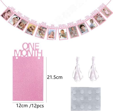 Banner Cu Rame Foto Pentru Poze Cu Bebelusi 1 12 Luni Jinlaiyun Hartie Roz 125 X 215 Cm