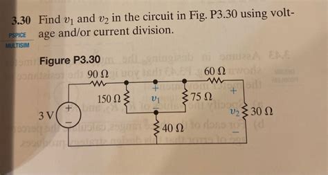 solved 3 30 find v1 and v2 in the circuit in fig p3 30