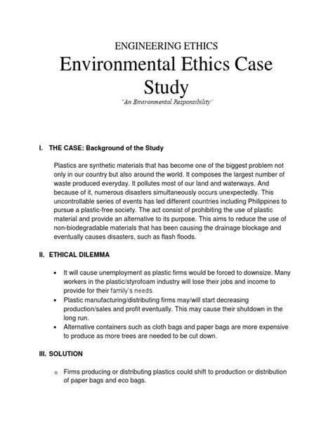 Ethics Case Study Pdf Plastic Employment