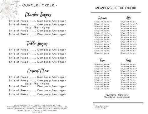 Editable Concert Program Template Instant Printable Download Music