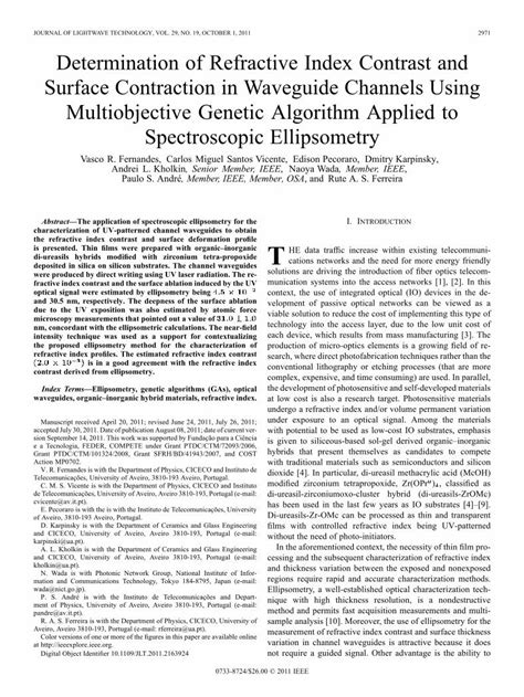 Pdf Determination Of Refractive Index Contrast And Surface