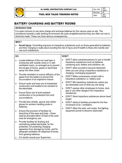 7 Battery Charging And Battery Rooms Pdf Firefighting Safety
