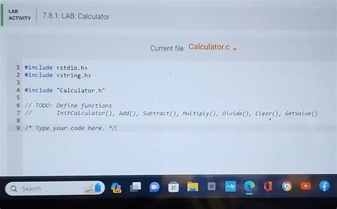 Solved Given Main 0 Create The Calculator Struct That