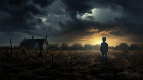 Premium Ai Image The Haunting Of A Boy A Dark Cloud Over A Desolate Field