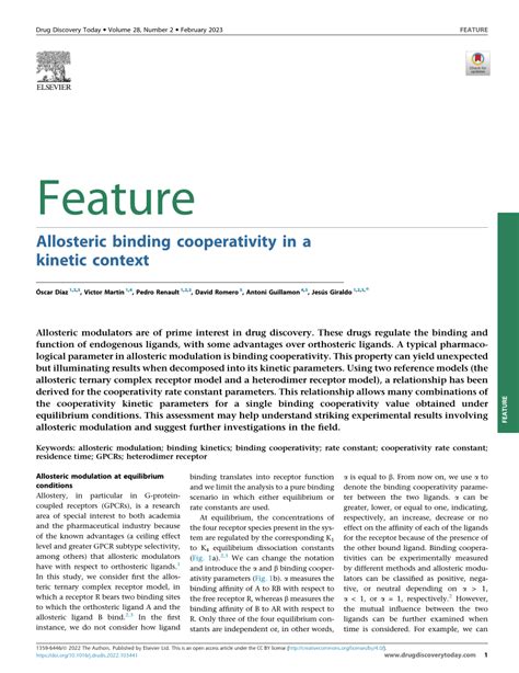 Pdf Allosteric Binding Cooperativity In A Kinetic Context