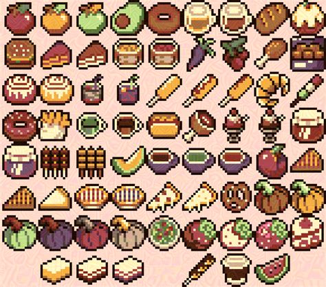 Minecraft Easy Pixel Art Food Pixel Food Icons Set Cake Bread Carrot