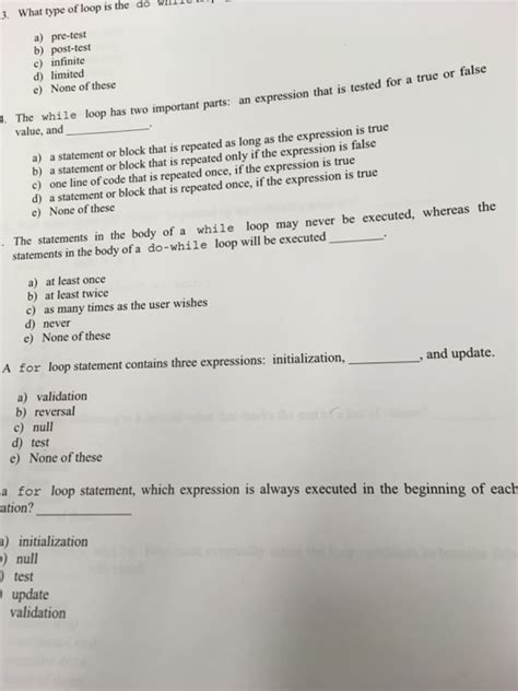 Solved What Type Of Loop The Do The While Loop Has Two Chegg