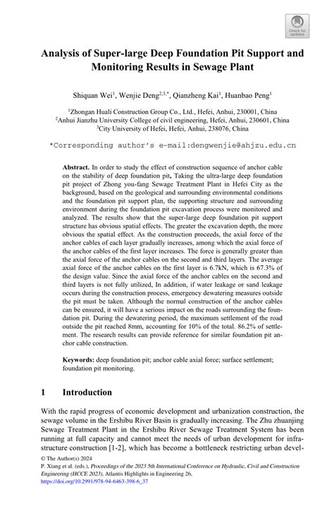Pdf Analysis Of Super Large Deep Foundation Pit Support And