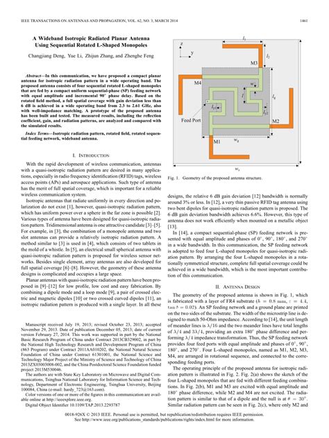 pdf a wideband isotropic radiated planar antenna using sequential