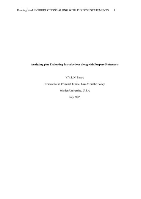 Pdf Analyzing Plus Evaluating Introductions Along With Purpose Statements