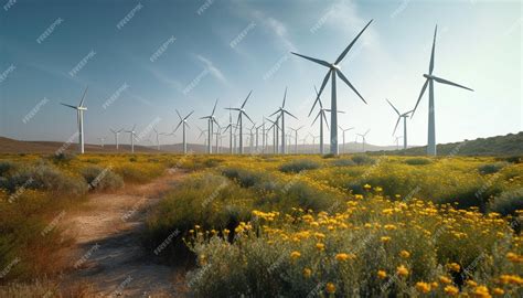 Premium Ai Image Wind Turbine Turning Generating Electricity From Wind Power In Rural