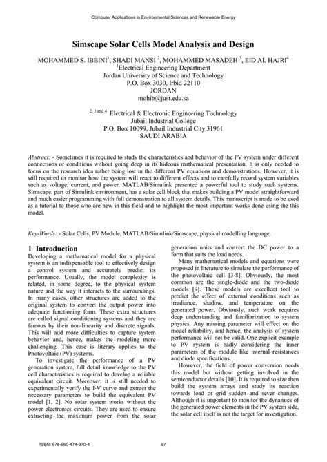 Simscape Solar Cells Model Analysis And Design