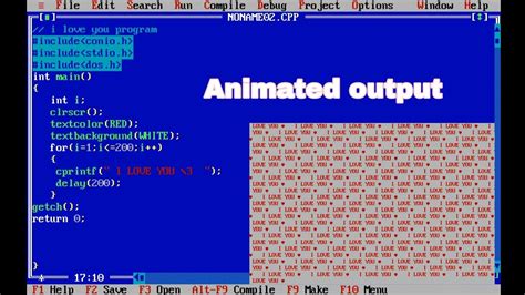 C Program Of Animated I Love You ️ Learn Coding Turbo Cc Coding Programming Code