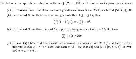 Solved 2 Let ρ Be An Equivalence Relation On The Set