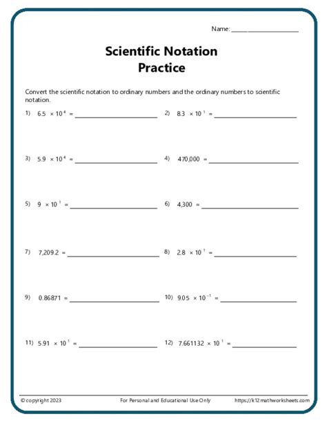 Scientific Notation Worksheets