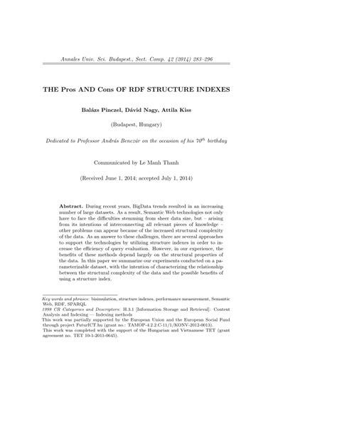 Pdf The Pros And Cons Of Rdf Structure Indexes