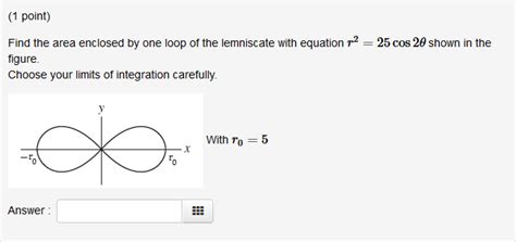 solved 1 point find the area enclosed by one loop of the