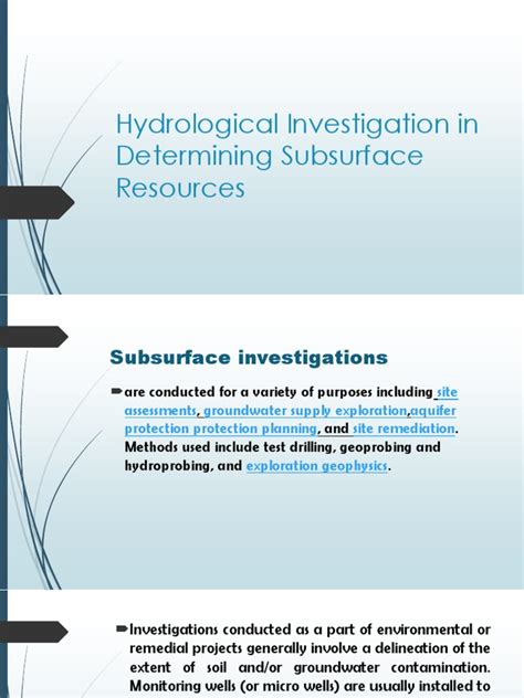 Hydrological Investigation Subsurface Pdf Aquifer Groundwater