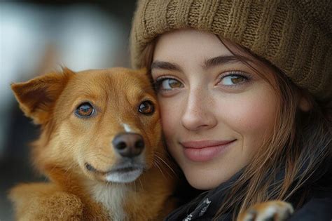 Woman and Dog Sharing a Moment | Premium AI-generated image