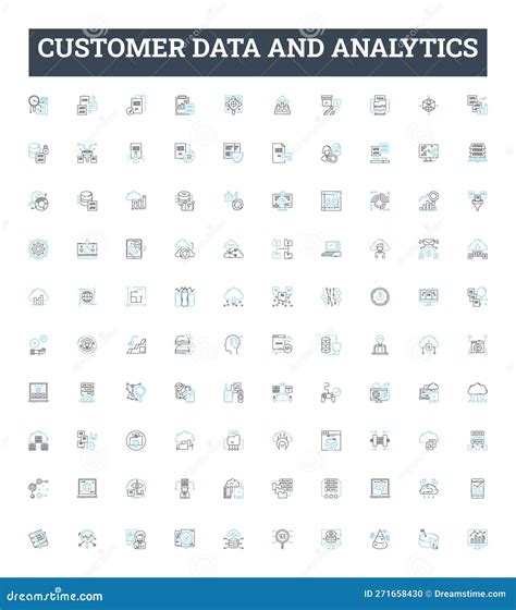 Customer Data And Analytics Vector Line Icons Set Customer Data