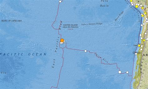 Strong M60 Earthquake Registered South Of Easter Island East Pacific