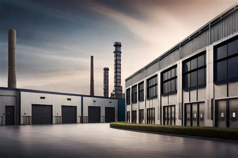 Premium Ai Image A Factory Building With A Factory In The Background