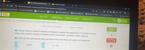 My Apps IXL Identify Equivalent Linear Assignment Details Ixi Math Grade Identify Algebra